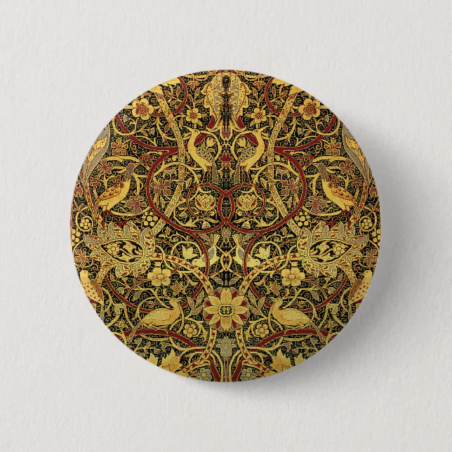William Morris Bullerswood Faux Tapestry Pinback Button | Zazzle