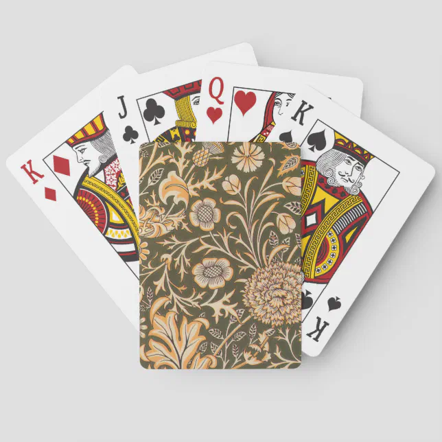 William Morris Cherwell Antique Floral Pattern Poker Cards | Zazzle