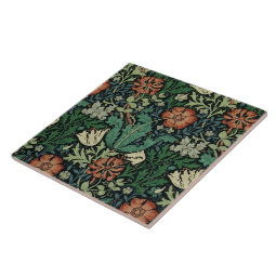 William Morris Compton Floral Art Nouveau Pattern Ceramic Tile | Zazzle