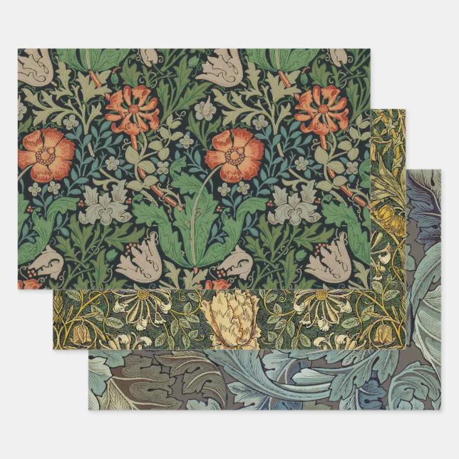 William Morris Compton Wallpaper Classic Wrapping Paper Sheets | Zazzle
