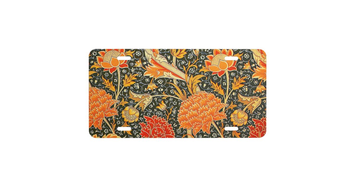 William Morris Cray Wallpaper Pattern License Plate | Zazzle