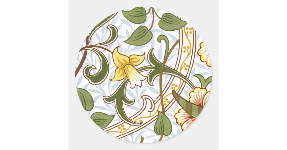 William Morris Daffodil Chintz Pattern Stickers | Zazzle