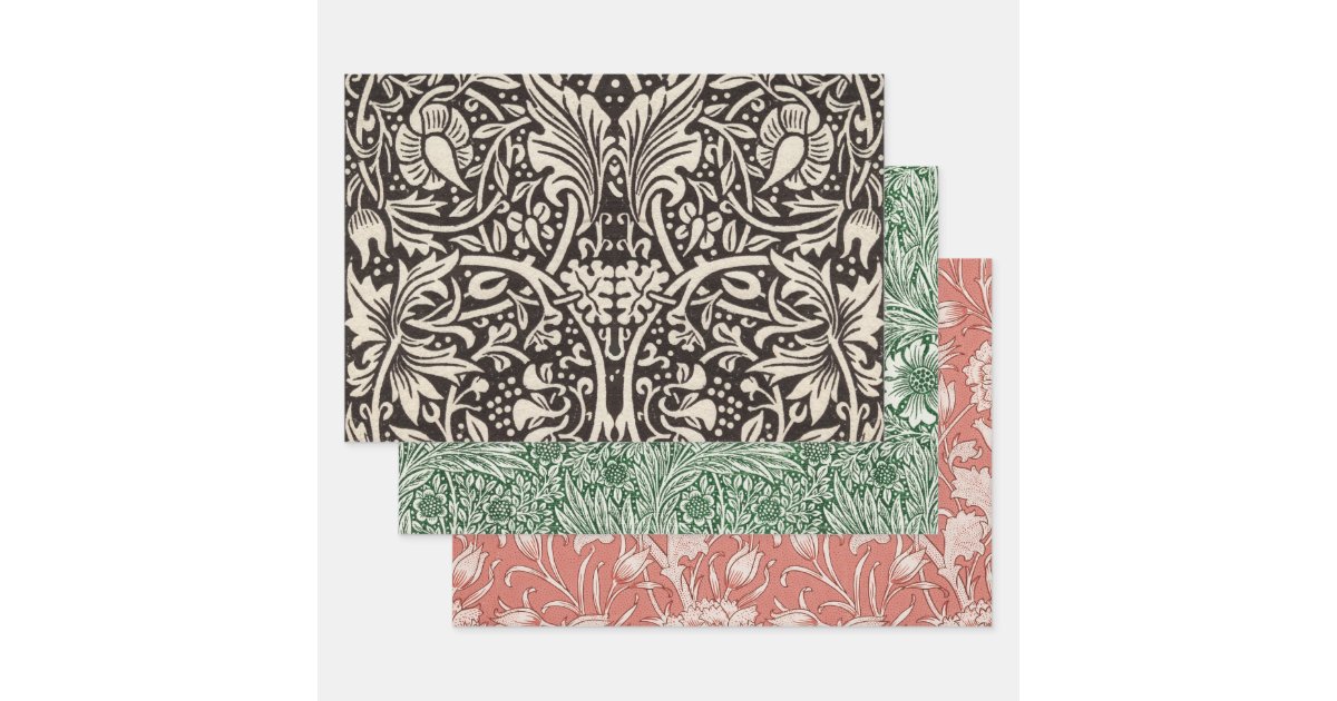 William Morris Daffodil Floral Wallpaper Wrapping Paper Sheets | Zazzle