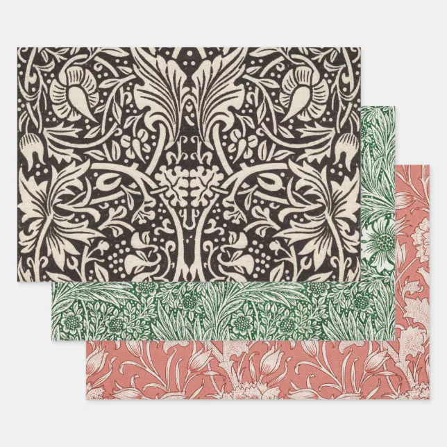 William Morris Daffodil Floral Wallpaper Wrapping Paper Sheets | Zazzle