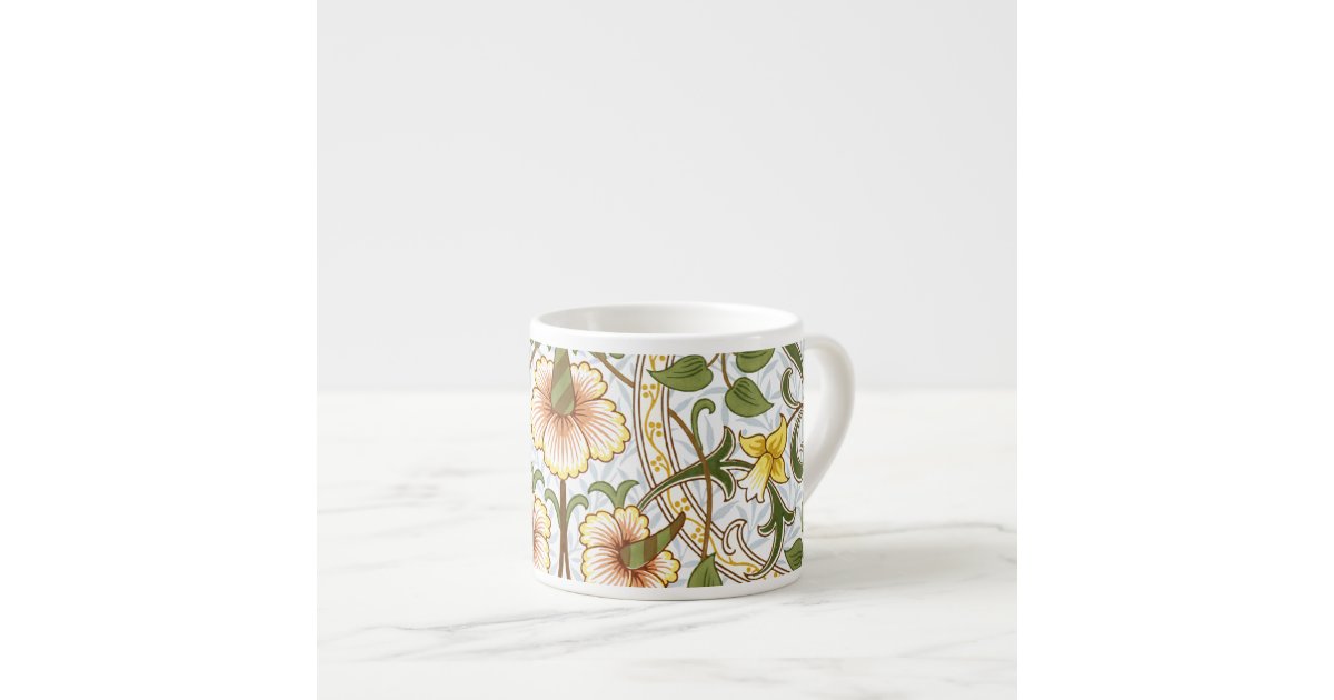 William Morris Daffodil Pattern Espresso Mugs | Zazzle