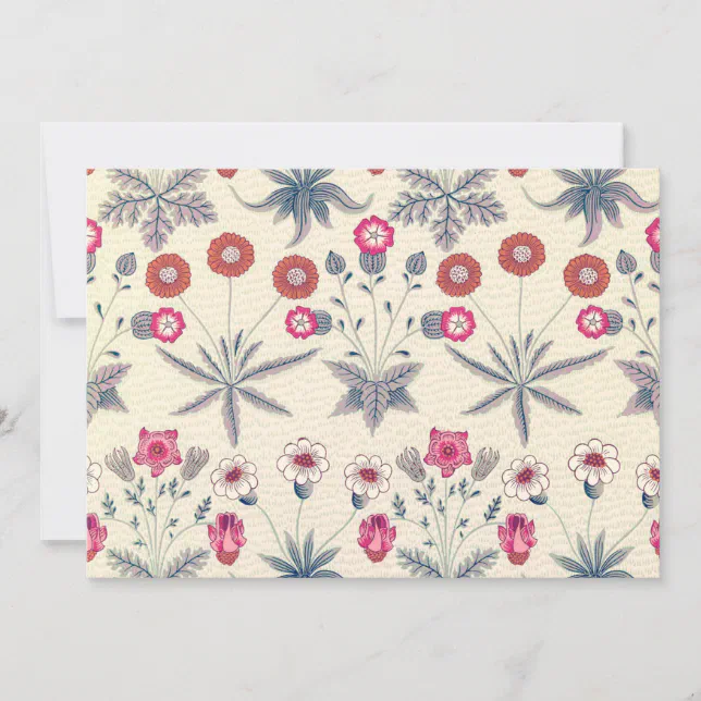 William Morris Daisy Floral Pattern Red Orange Invitation | Zazzle