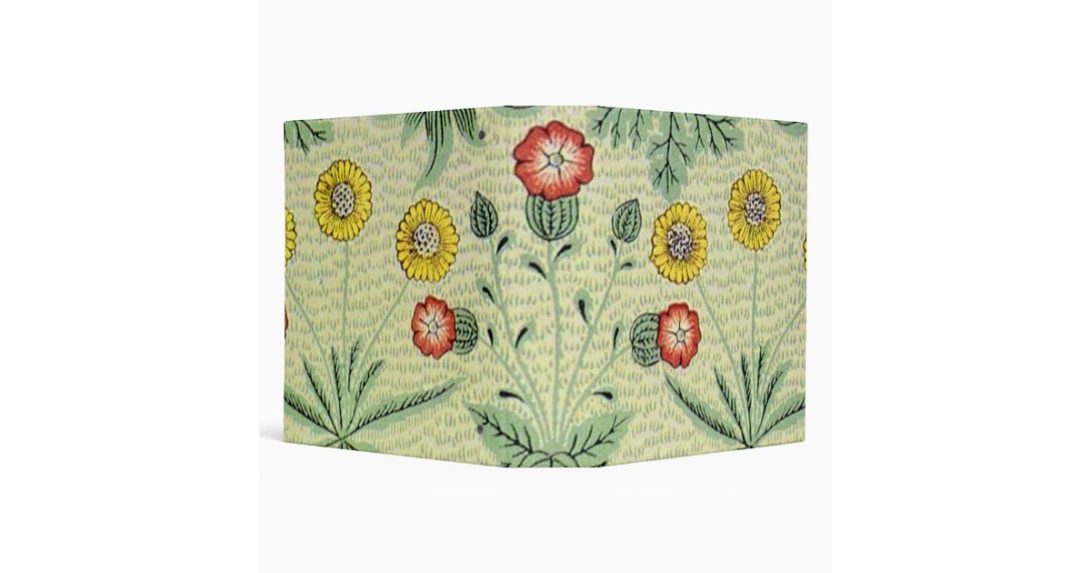 William Morris Daisy Floral Wallpaper Pattern 3 Ring Binder | Zazzle