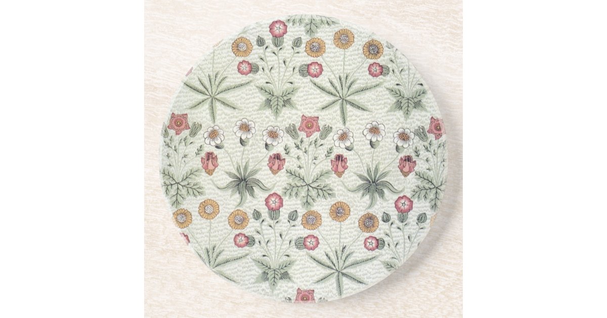 William Morris Daisy Floral Wallpaper Pattern Coaster | Zazzle
