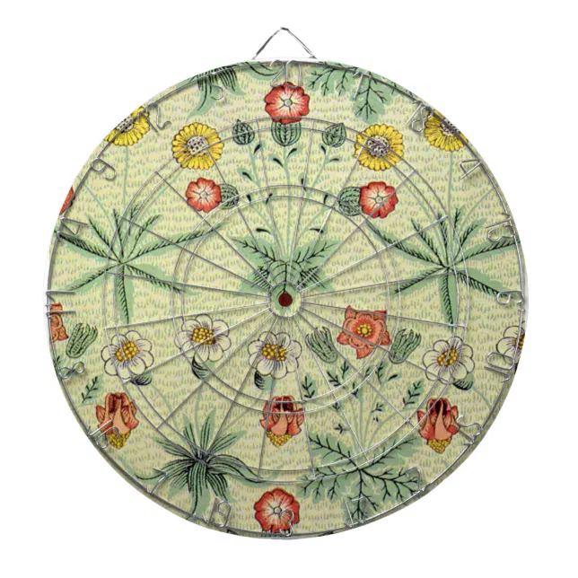 William Morris Daisy Floral Wallpaper Pattern Dart Board | Zazzle