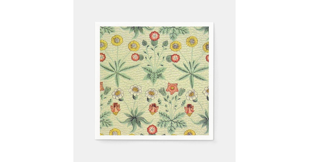 William Morris Daisy Floral Wallpaper Pattern Napkins | Zazzle
