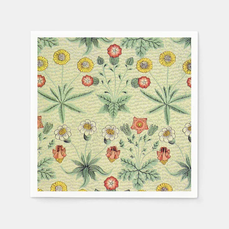 William Morris Daisy Floral Wallpaper Pattern Napkins | Zazzle