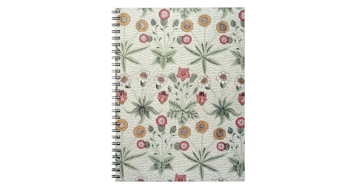 William Morris Daisy Floral Wallpaper Pattern Notebook | Zazzle