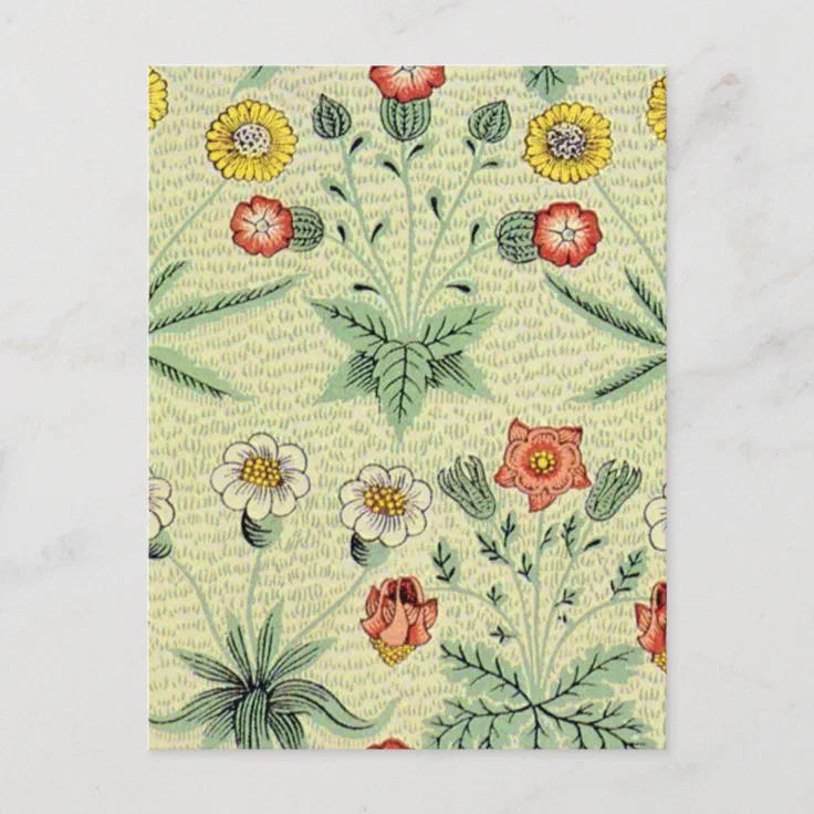 William Morris Daisy Floral Wallpaper Pattern Postcard | Zazzle