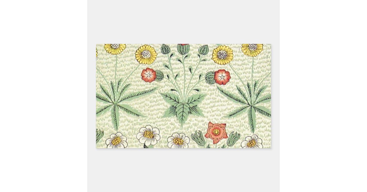 William Morris Daisy Floral Wallpaper Pattern Rectangular Sticker | Zazzle