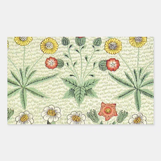 William Morris Daisy Floral Wallpaper Pattern Rectangular Sticker | Zazzle