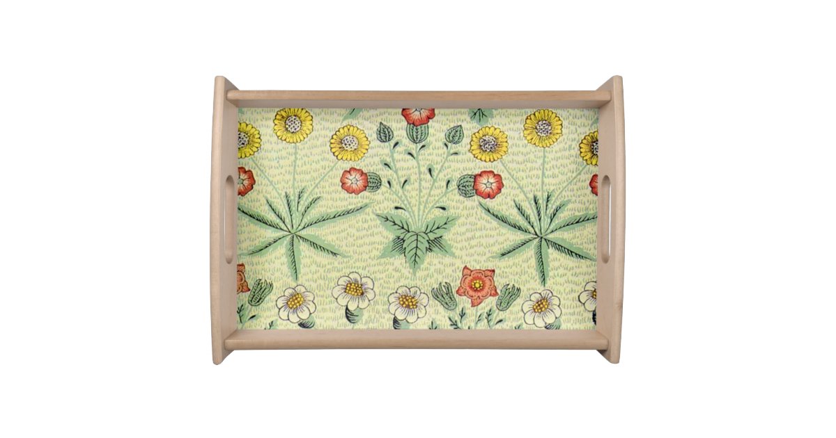 William Morris Daisy Floral Wallpaper Pattern Serving Tray | Zazzle
