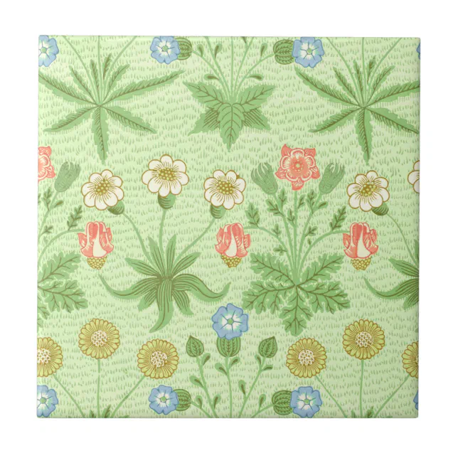 William Morris Daisy Pattern Tile | Zazzle