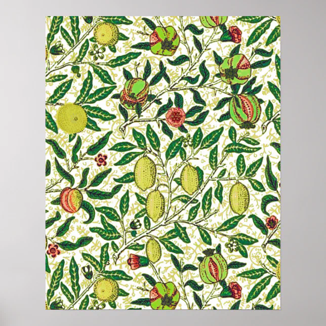William Morris Exotic Fruit, Lemons and Peaches Poster | Zazzle