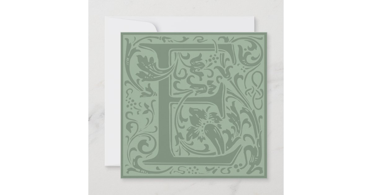 William Morris Floral Alphabet Monogram Letter E Invitation | Zazzle