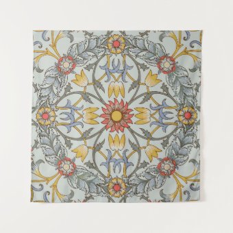 William Morris Floral Circle Flower Illustration Tapestry | Zazzle