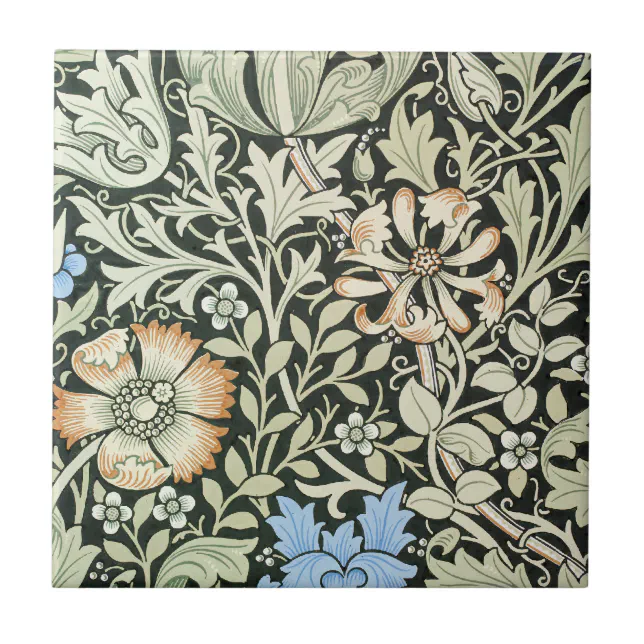 William Morris floral design Tile | Zazzle