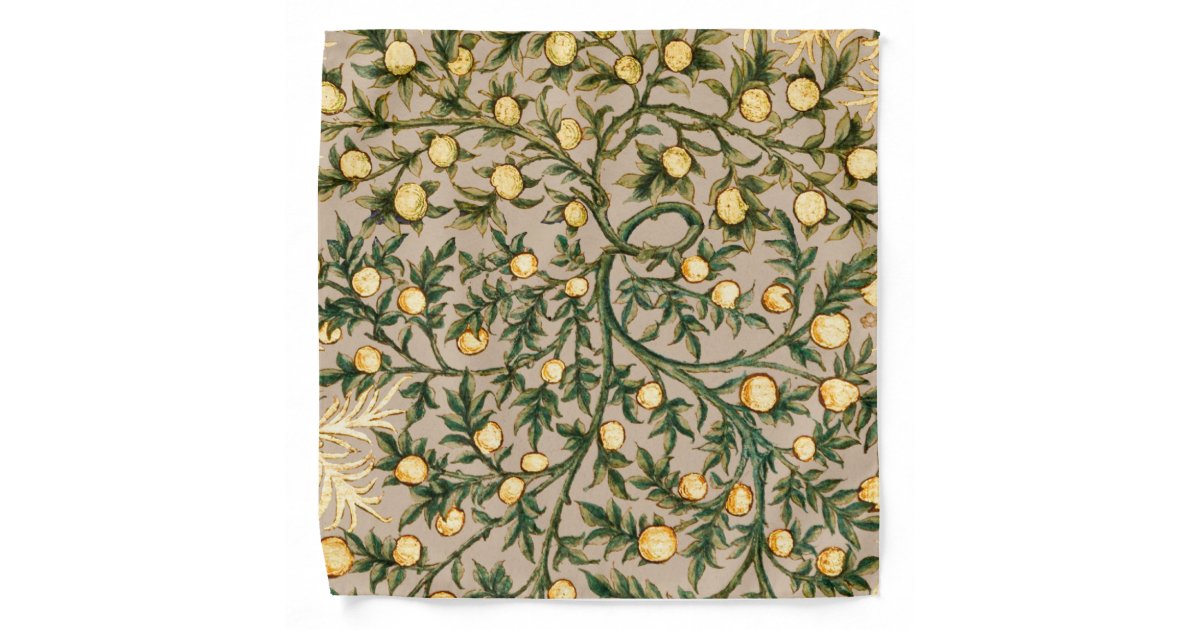 William Morris Floral Fruit Garden Flower Classic Bandana | Zazzle