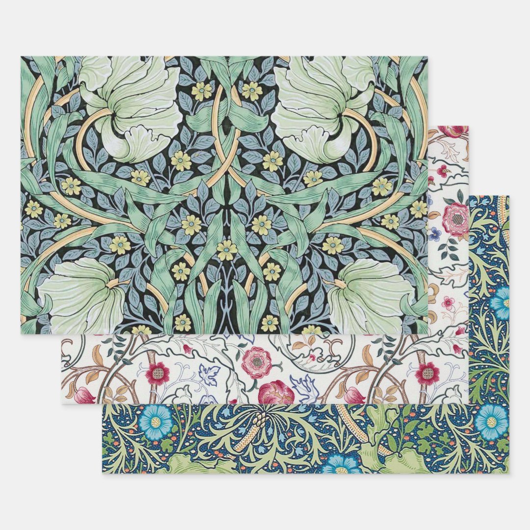 William Morris, Floral Pattern Wrapping Paper Sheets | Zazzle