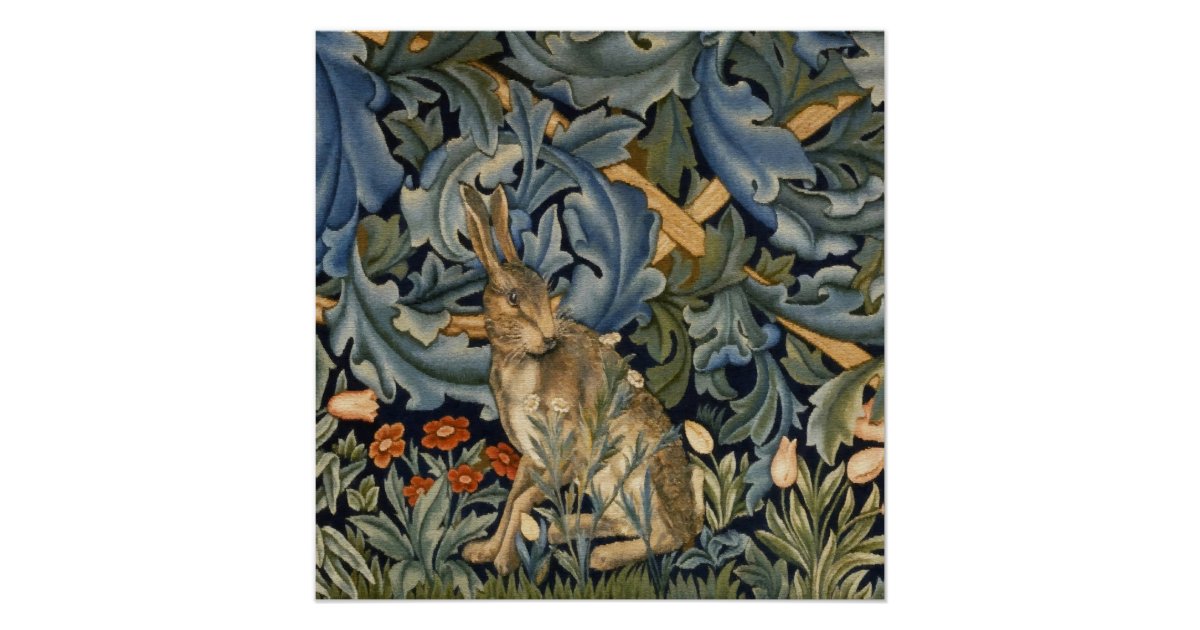 William Morris Forest Rabbit Floral Art Nouveau Poster | Zazzle