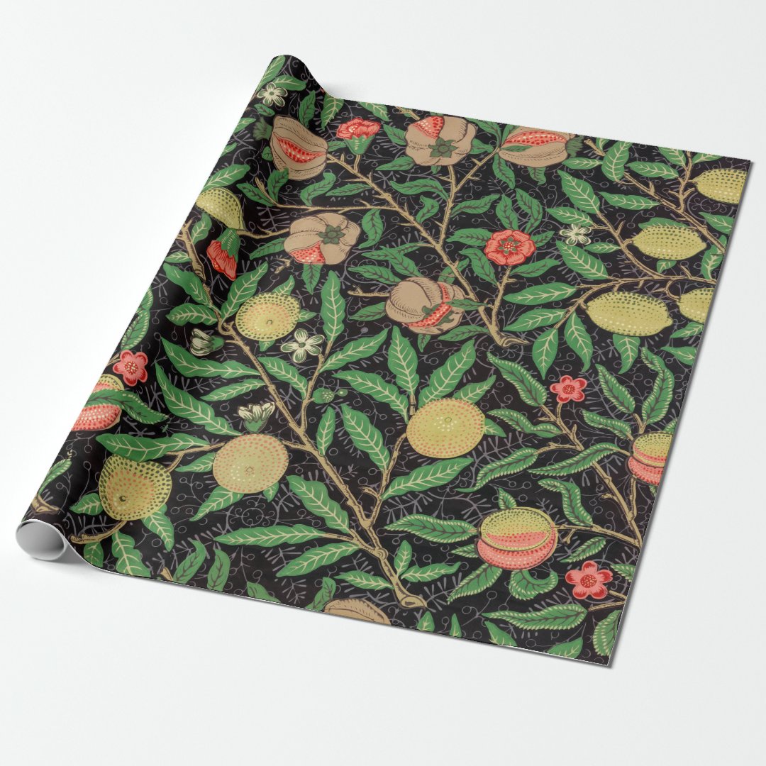 William Morris Fruit Pomegranate Floral Pattern Wrapping Paper | Zazzle