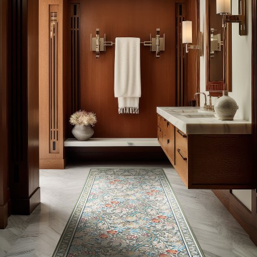 William Morris 'Golden Lilies' Pattern Blue White Runner | Zazzle