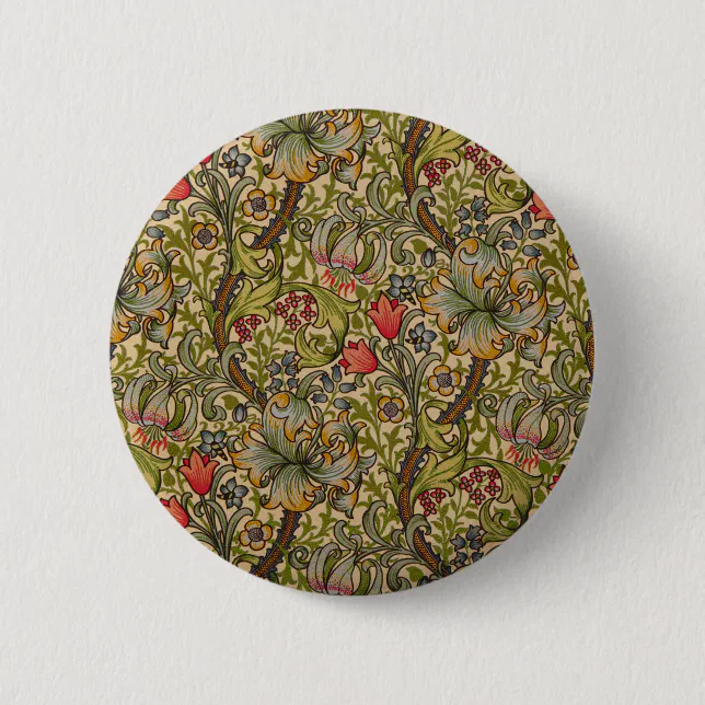 William Morris Golden Lily Antique Button | Zazzle