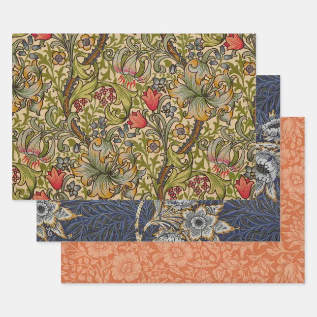 William Morris Golden Lily Antique Wrapping Paper Sheets | Zazzle