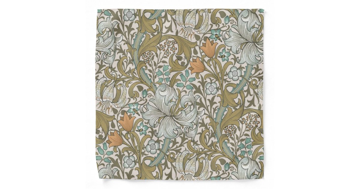 William Morris Golden Lily Blue Gold Classic Bandana | Zazzle