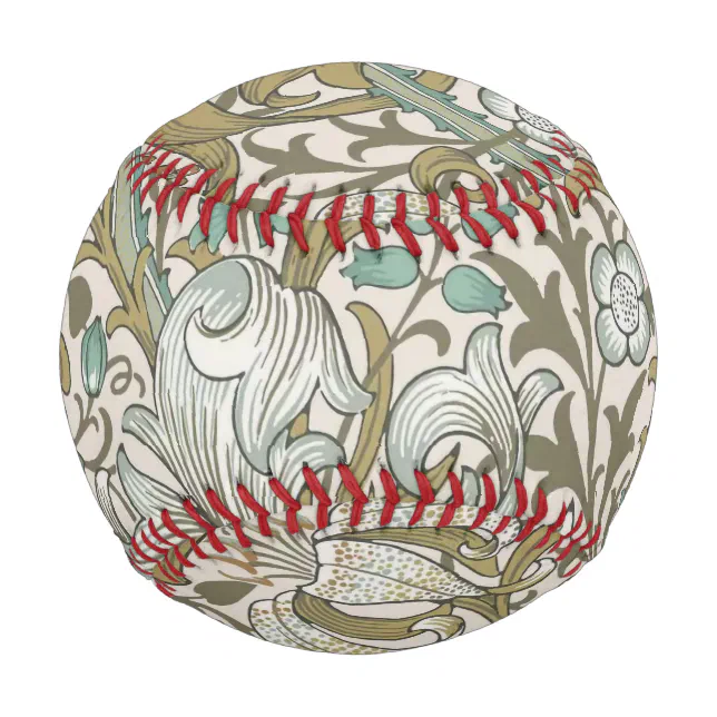 William Morris Golden Lily Blue Gold Classic Baseball | Zazzle