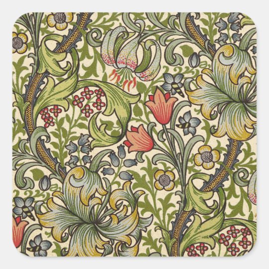 William Morris Golden Lily Square Sticker | Zazzle.com