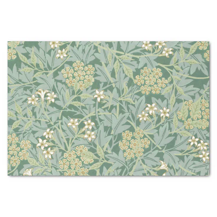 William Morris GREEN FLORAL PATTERN Tissue Paper | Zazzle