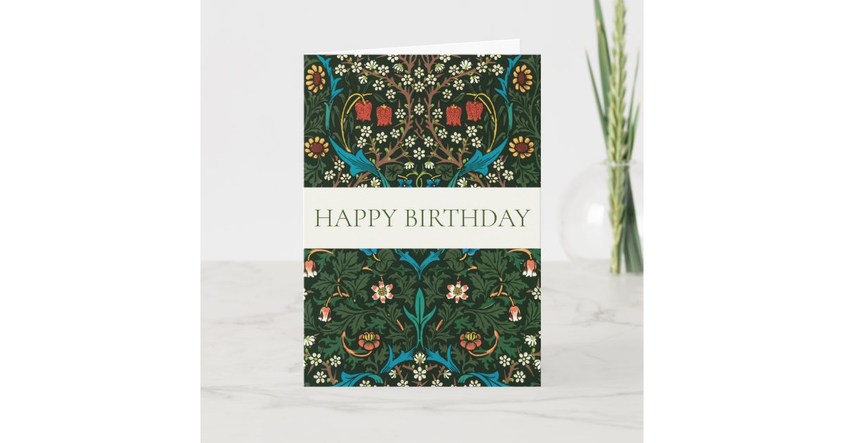 WILLIAM MORRIS "HAPPY BIRTHDAY" GREETING CARD | Zazzle