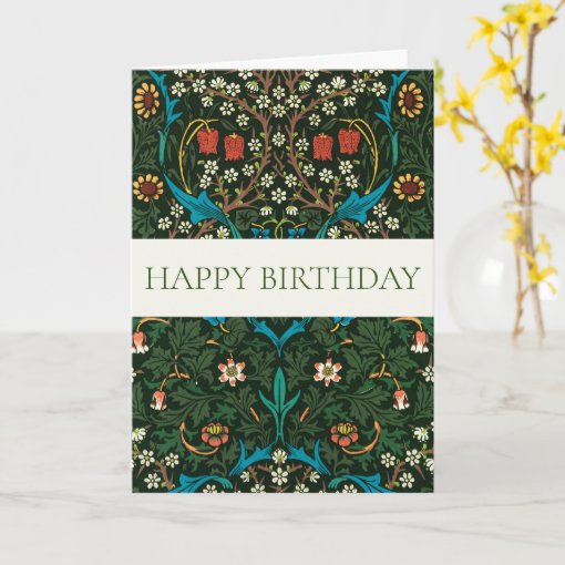 WILLIAM MORRIS "HAPPY BIRTHDAY" GREETING CARD | Zazzle