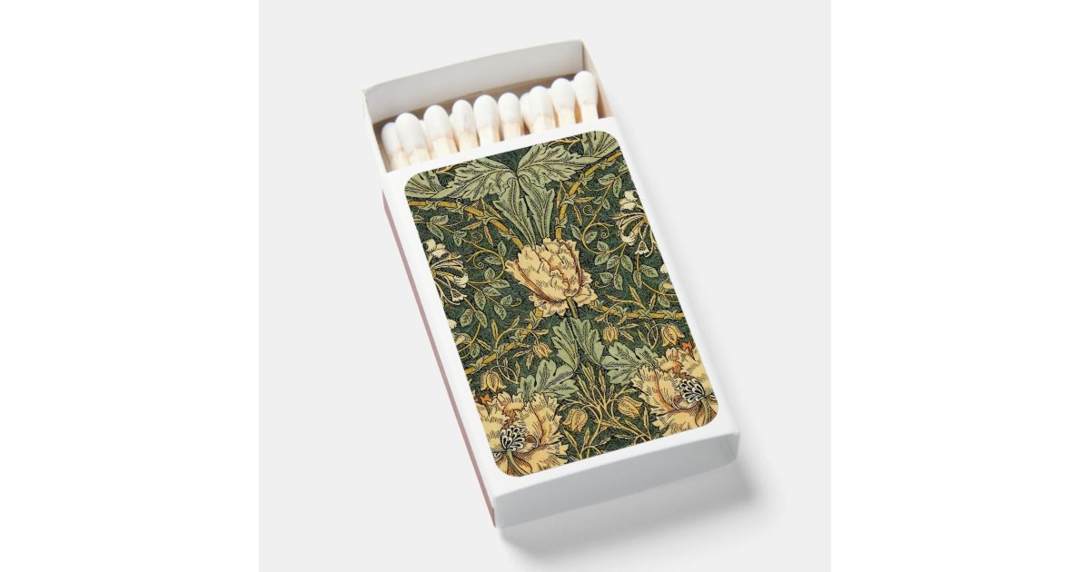 William Morris Honeysuckle Green Floral Matchboxes | Zazzle
