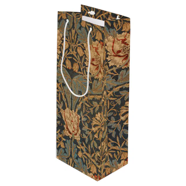 William Morris Honeysuckle Rich Wallpaper Wine Gift Bag | Zazzle
