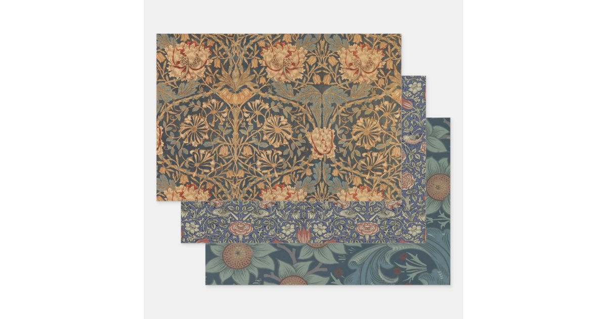 William Morris Honeysuckle Rich Wallpaper Wrapping Paper Sheets | Zazzle