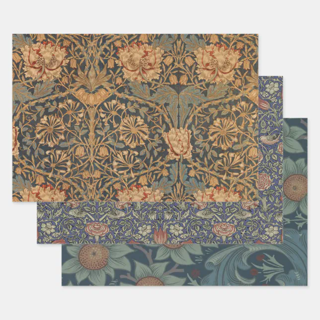 William Morris Honeysuckle Rich Wallpaper Wrapping Paper Sheets | Zazzle