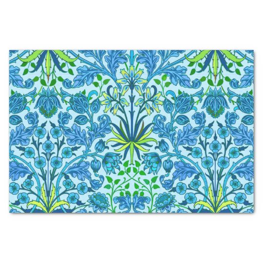 William Morris Hyacinth Print, Cerulean Blue Tissue Paper | Zazzle.com