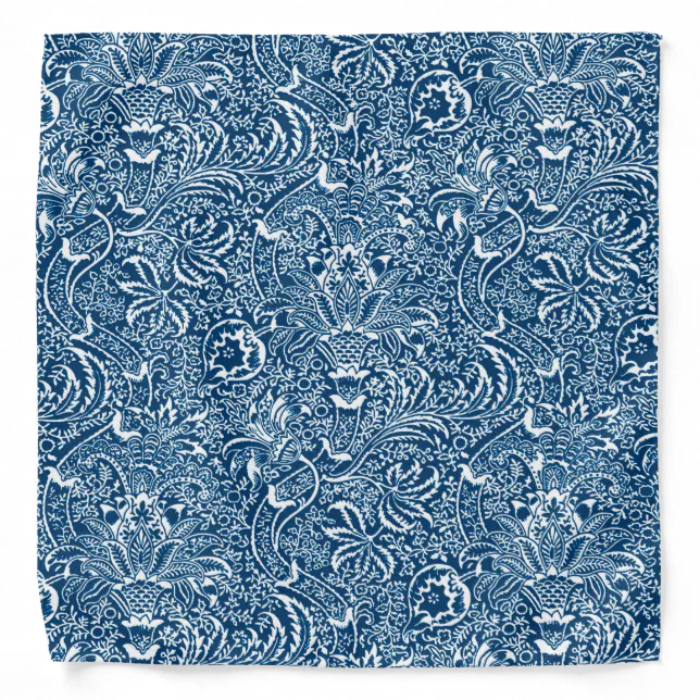 William Morris Indian, Indigo Blue and White Bandana | Zazzle
