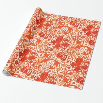 William Morris Iris and Lily, Mandarin Orange Wrapping Paper | Zazzle