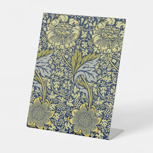 William Morris Kennet Floral Wallpaper Blue Pedestal Sign | Zazzle