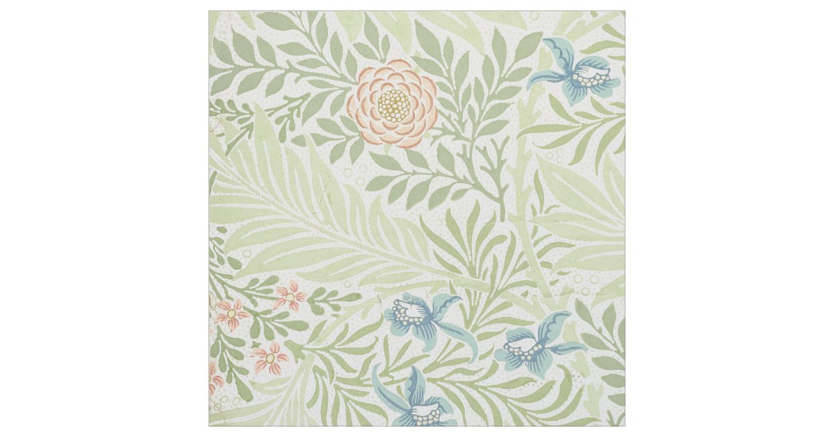 William Morris Larkspur Floral Pattern Fabric | Zazzle