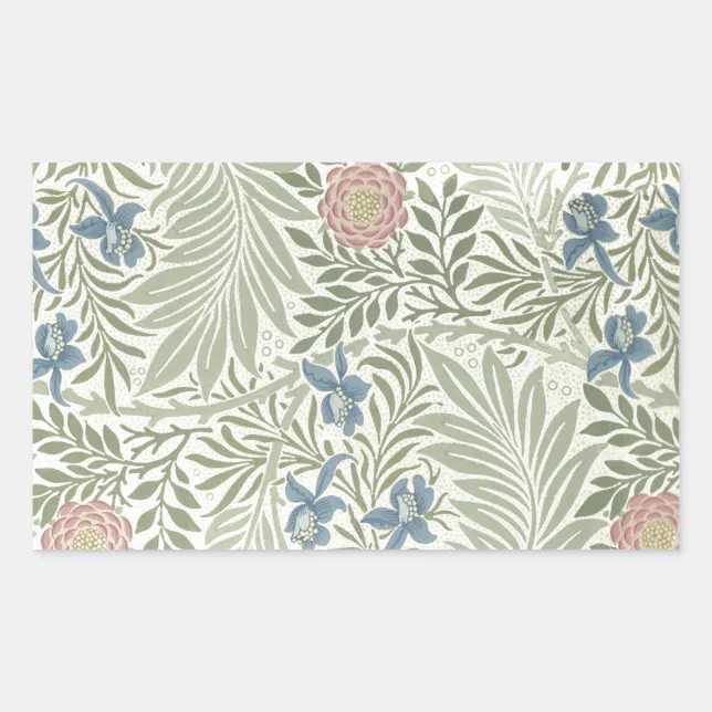 William Morris Larkspur Floral Wallpaper Rectangular Sticker | Zazzle