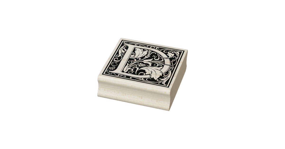 William Morris Letter D Monogram Rubber Stamp | Zazzle