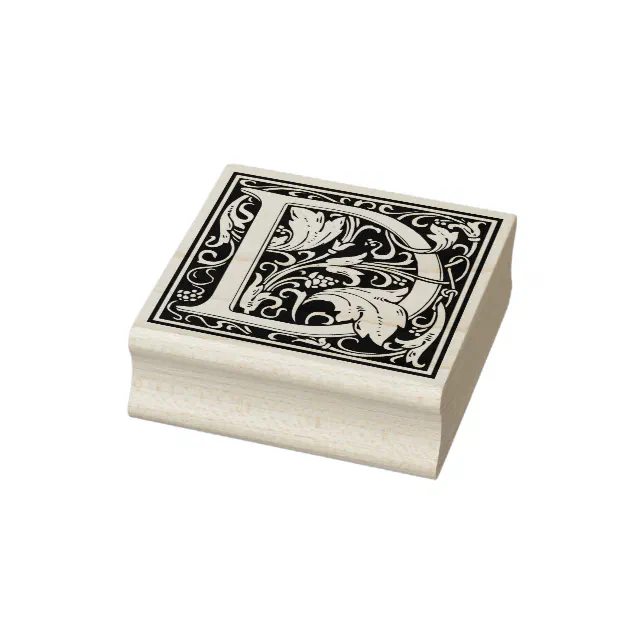 William Morris Letter D Monogram Rubber Stamp | Zazzle